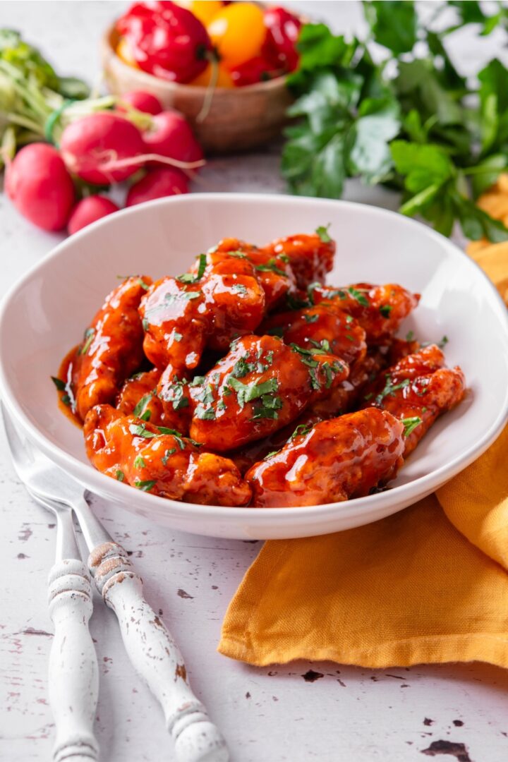 Crispy Boneless Chicken Wings with Buffalo Sauce