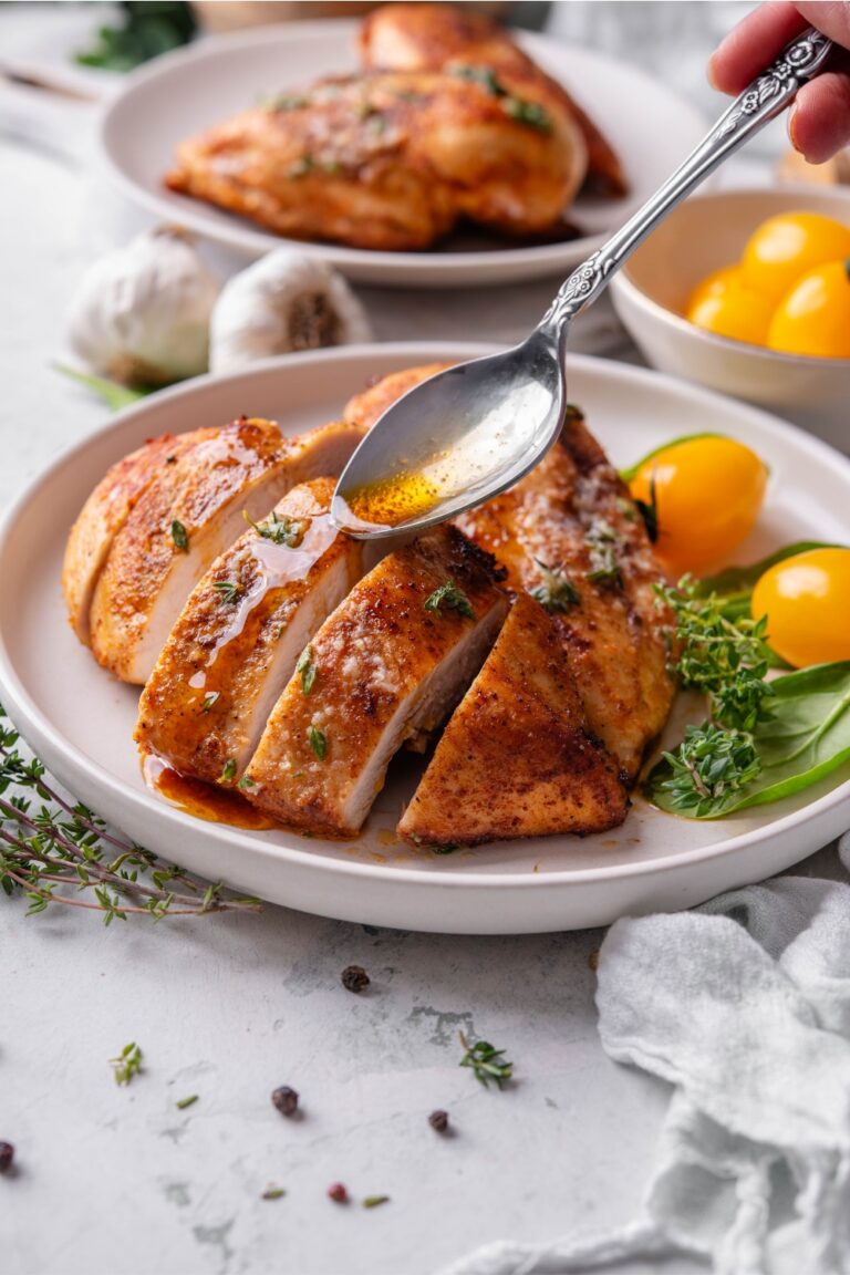 Juicy Cast Iron Chicken Breast (With Garlic Herb Butter)