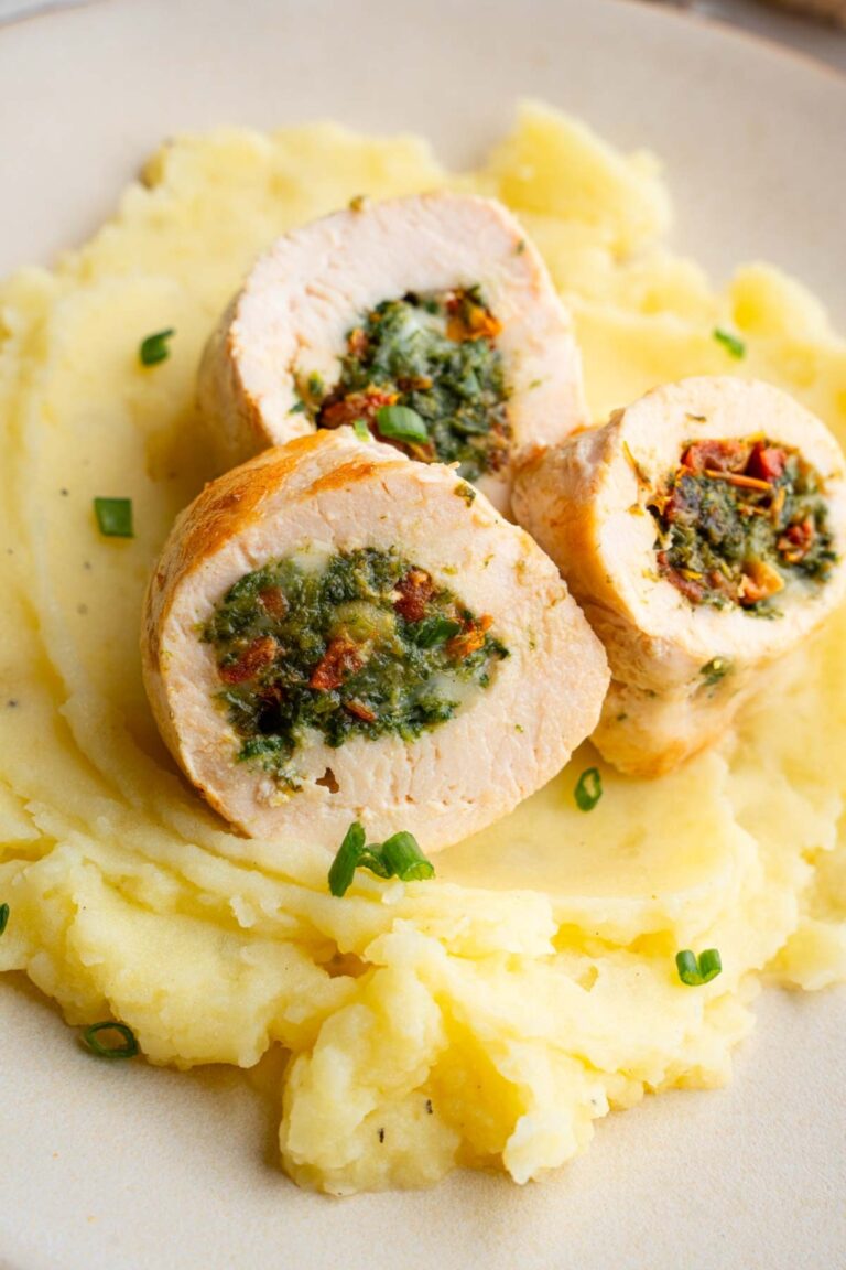 Chicken Roulade with Spinach and Mozzarella Cheese