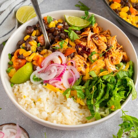 Rotisserie Chicken Burrito Bowl (Perfect Shredded Chicken Bowl)